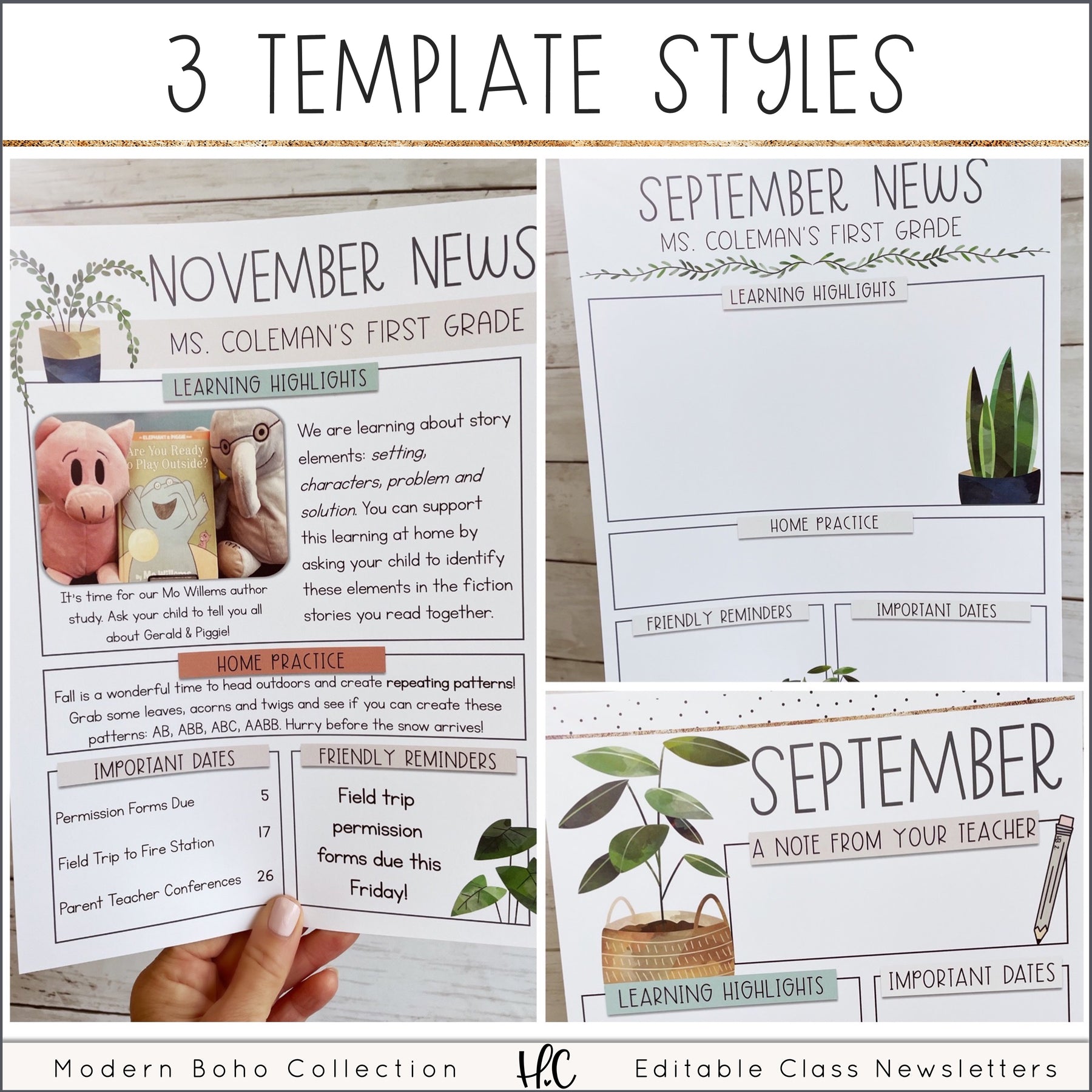 Modern Boho Classroom Newsletters – Heart of the Class