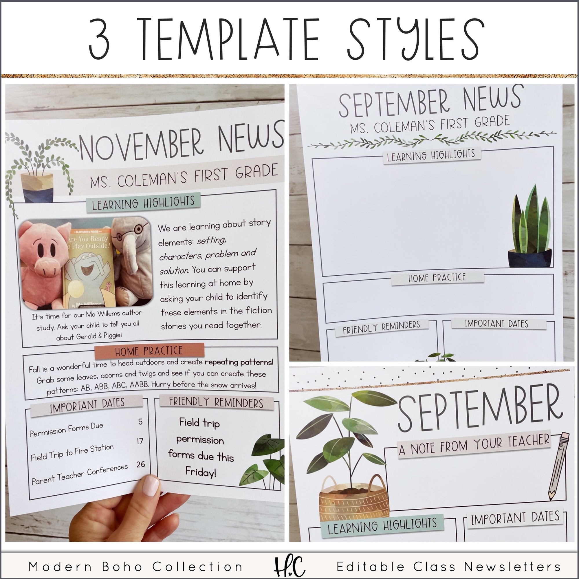 Modern Boho Classroom Newsletters – Heart of the Class