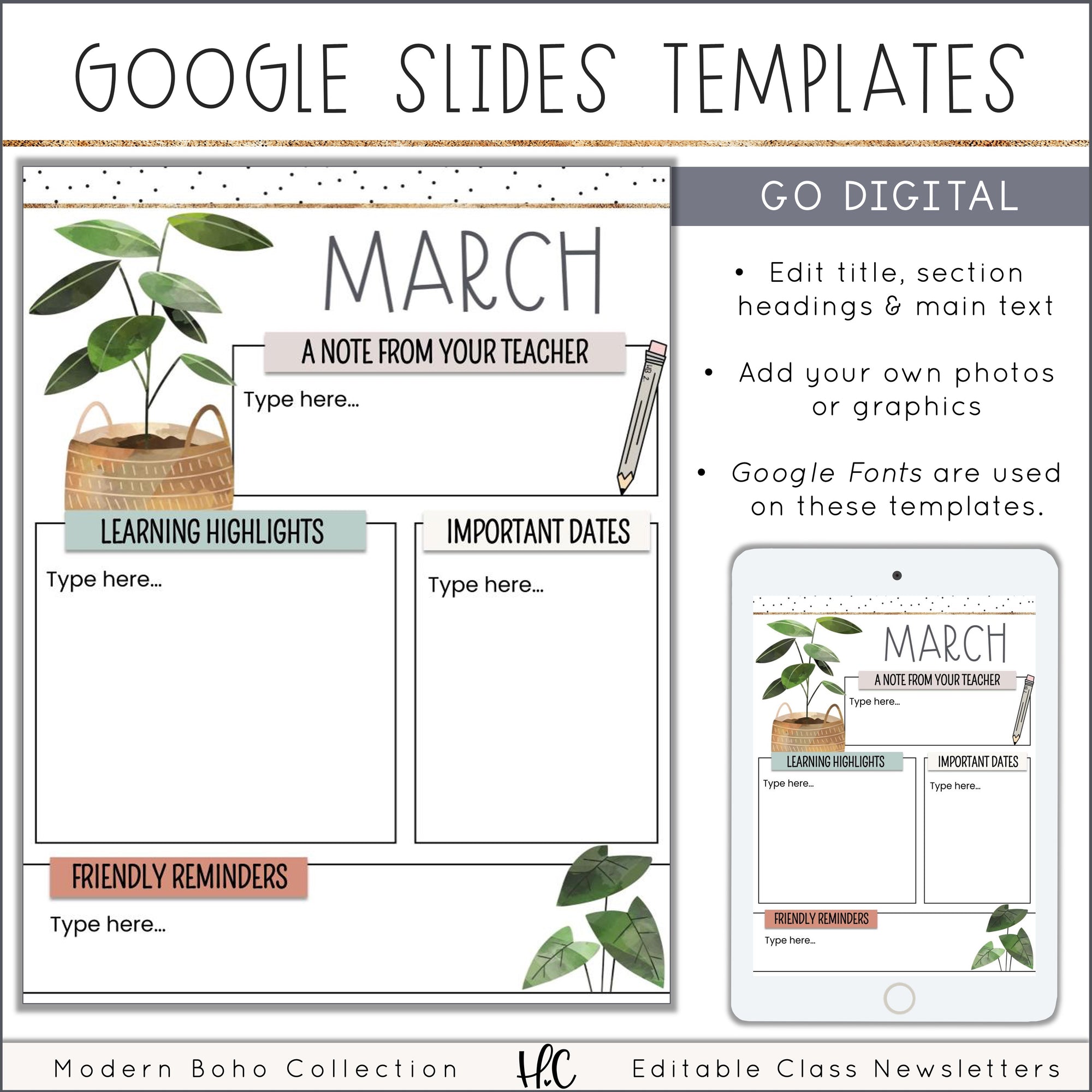 Modern Boho Classroom Newsletters – Heart of the Class