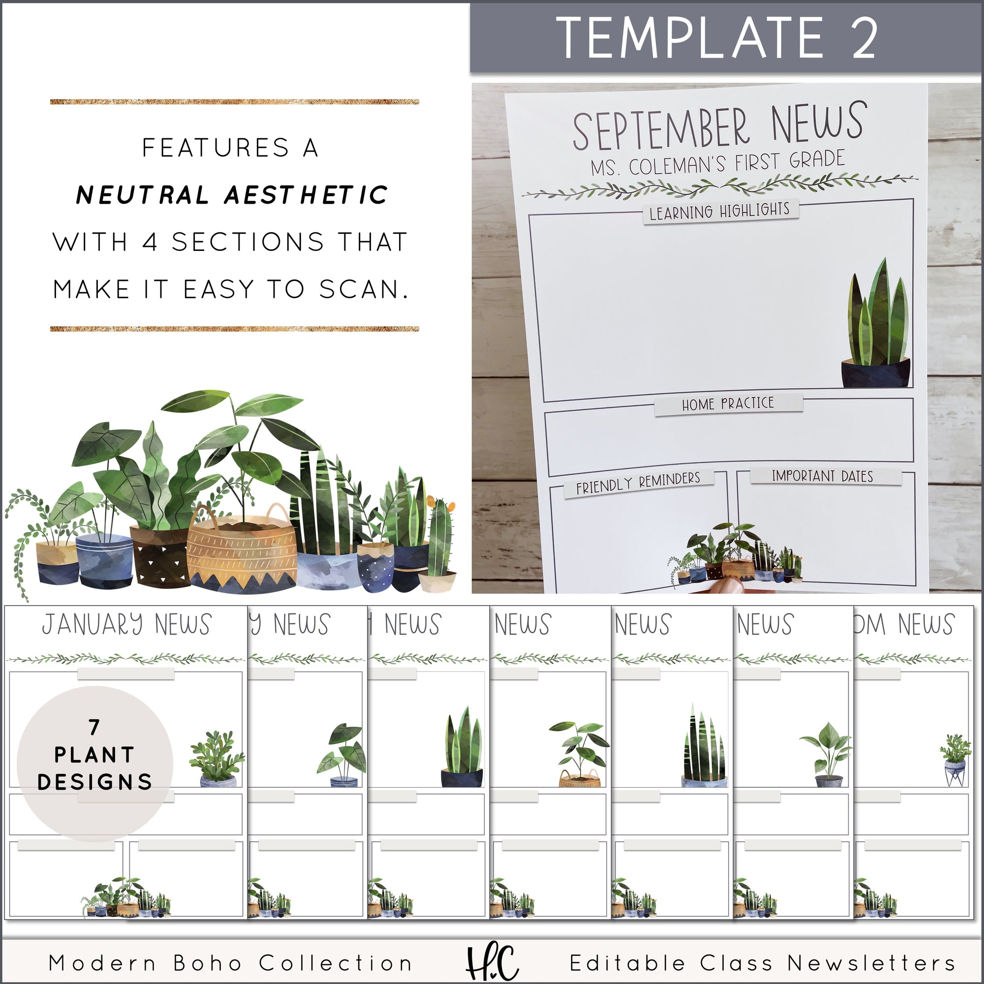 Modern Boho Classroom Newsletters – Heart of the Class