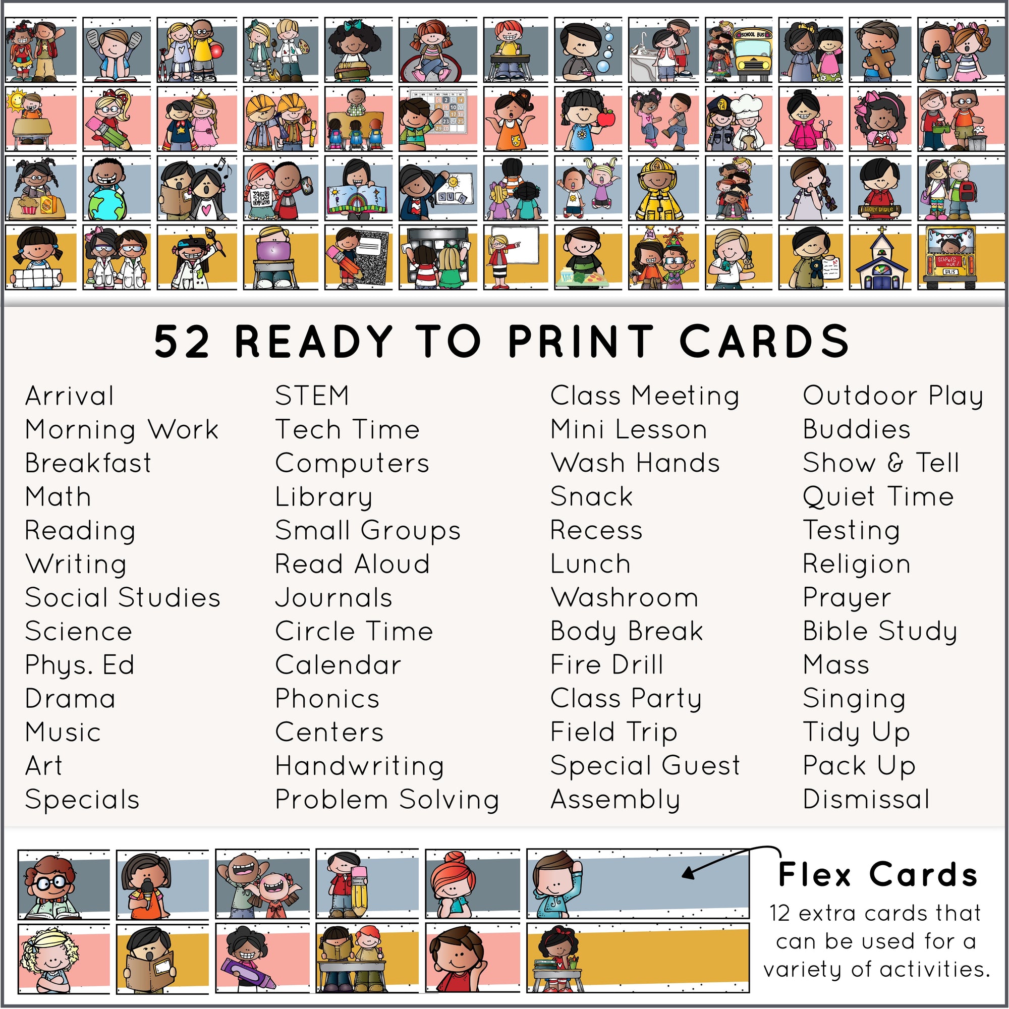 Boho Rainbow Classroom Schedule Cards – Heart of the Class