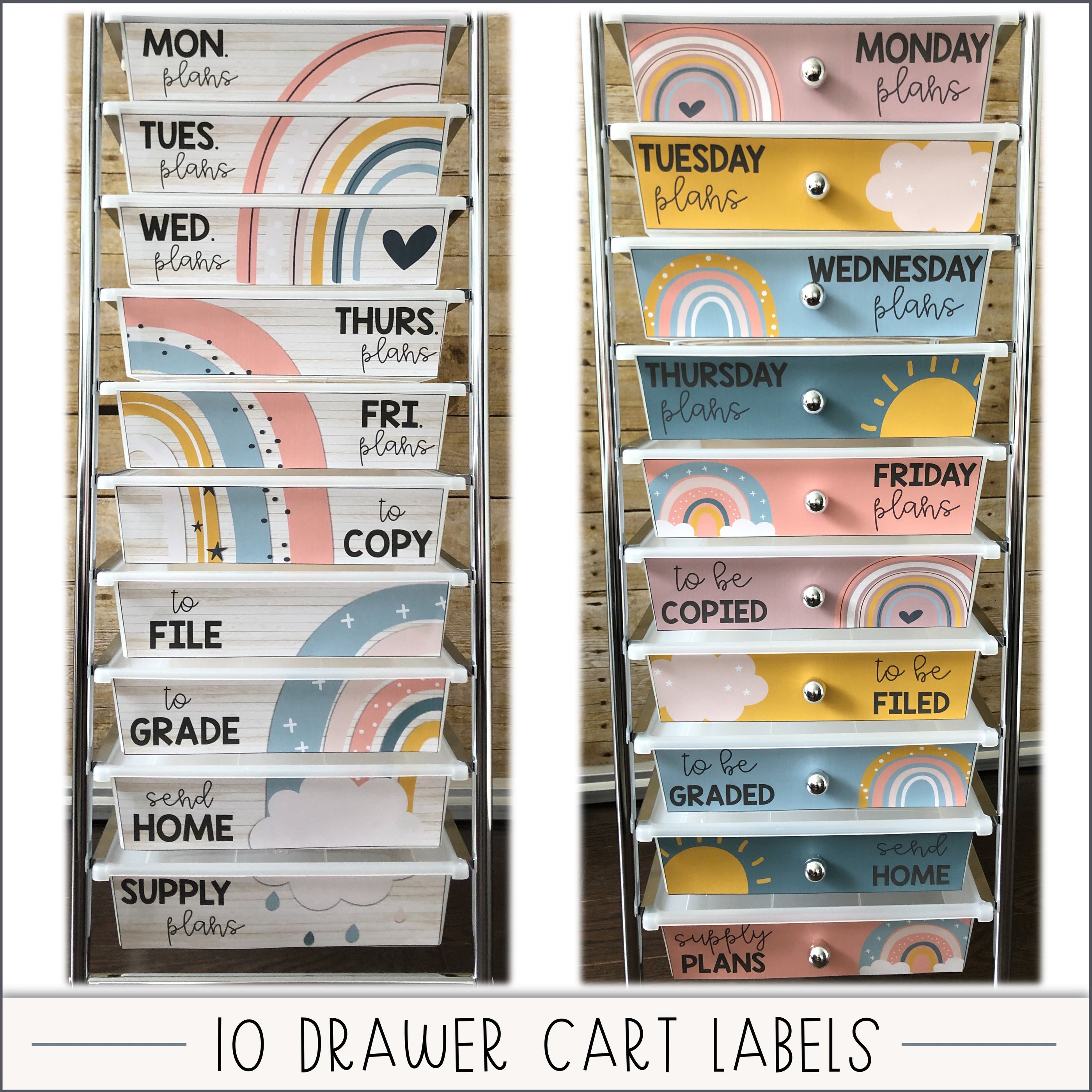 Boho Rainbow Rolling Cart Labels – Heart of the Class