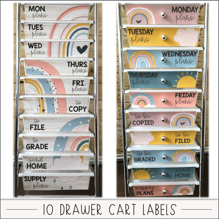 Boho Rainbow Rolling Cart Labels – Heart of the Class