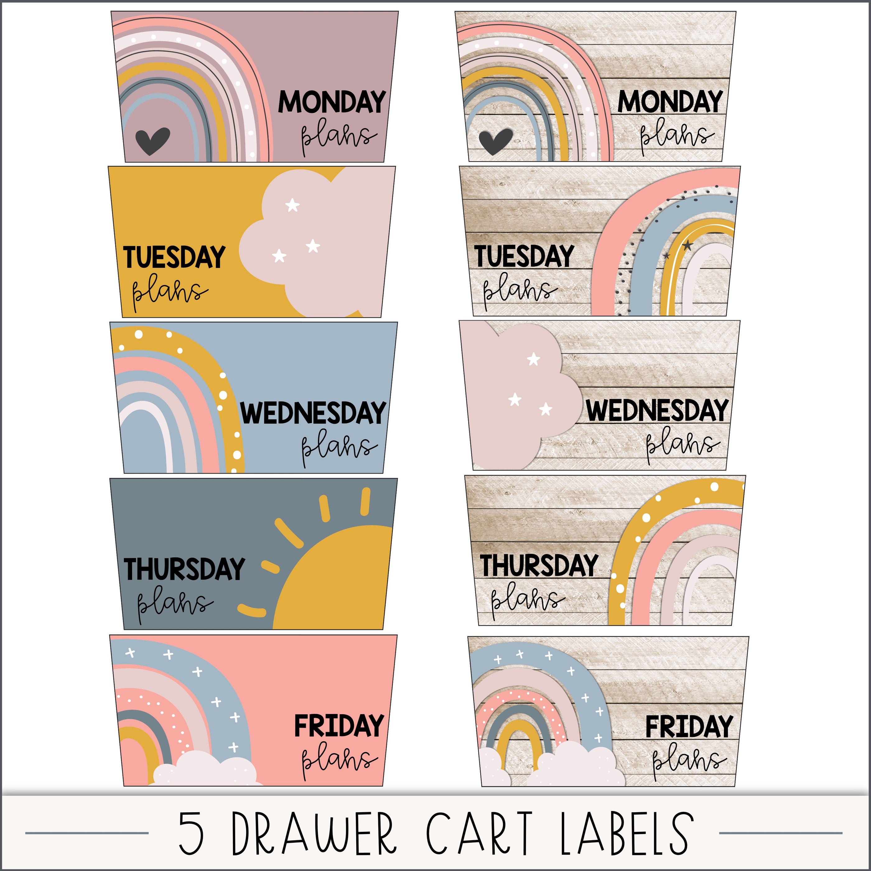 Boho Rainbow Rolling Cart Labels – Heart of the Class
