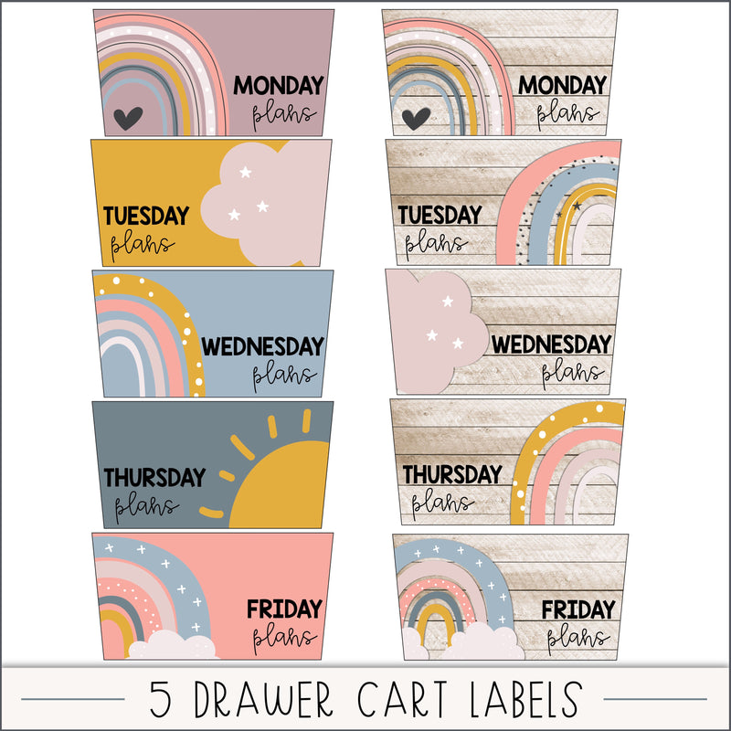 Boho Rainbow Rolling Cart Labels – Heart of the Class