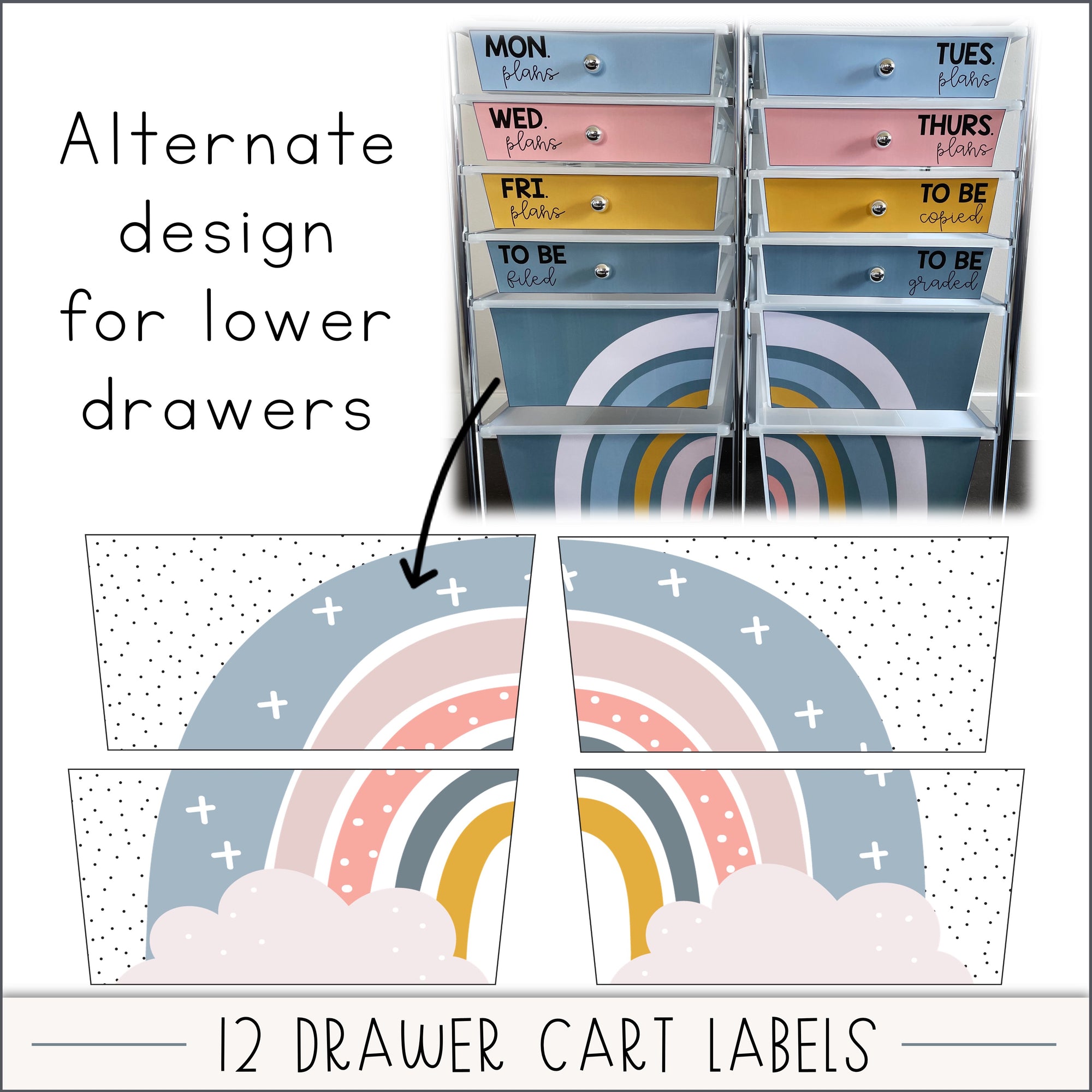 Boho Rainbow Rolling Cart Labels – Heart of the Class