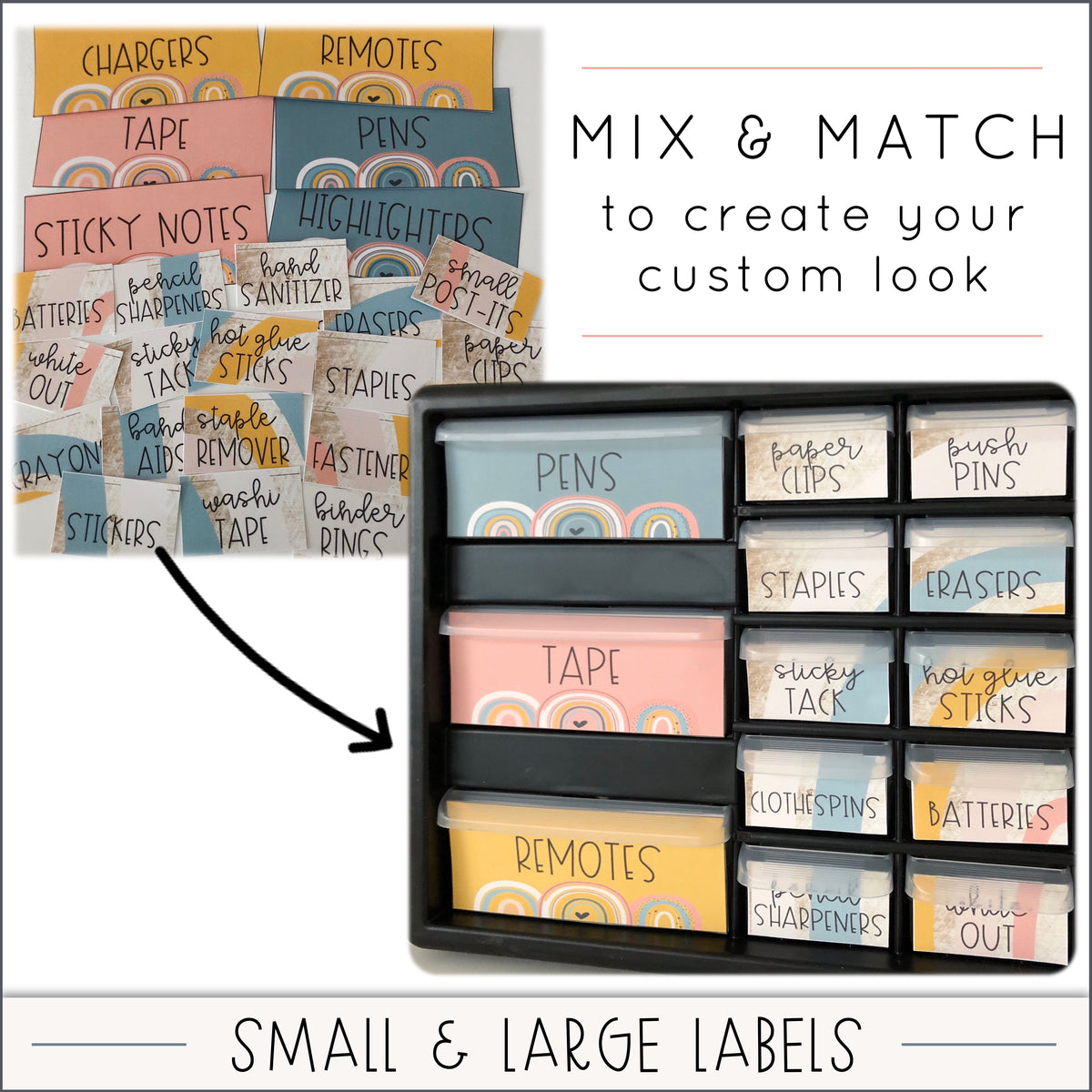 Boho Rainbow Teacher Toolbox Labels – Heart of the Class